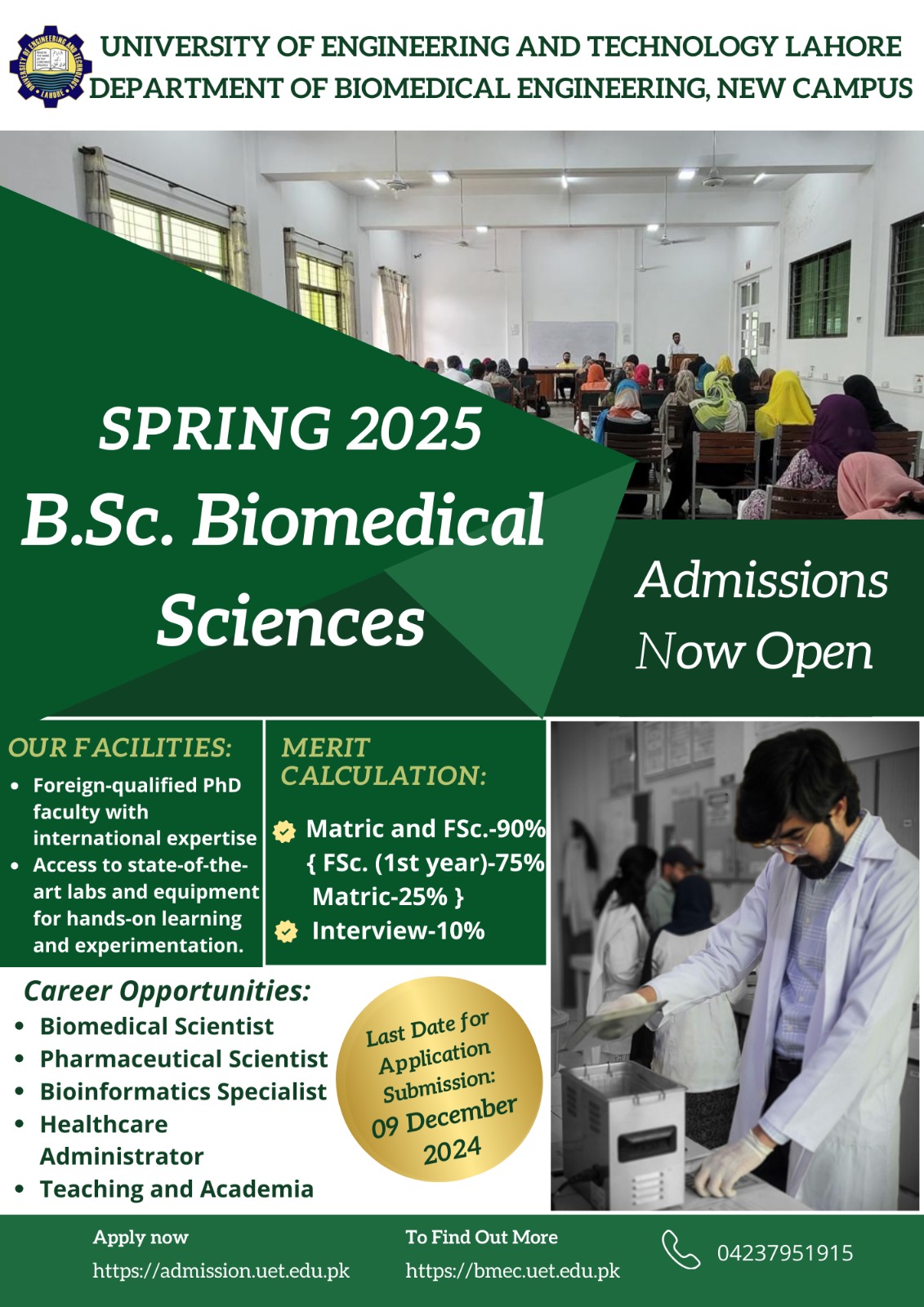 Announcement: Launch of BS Biomedical Sciences Program at UET Lahore ...